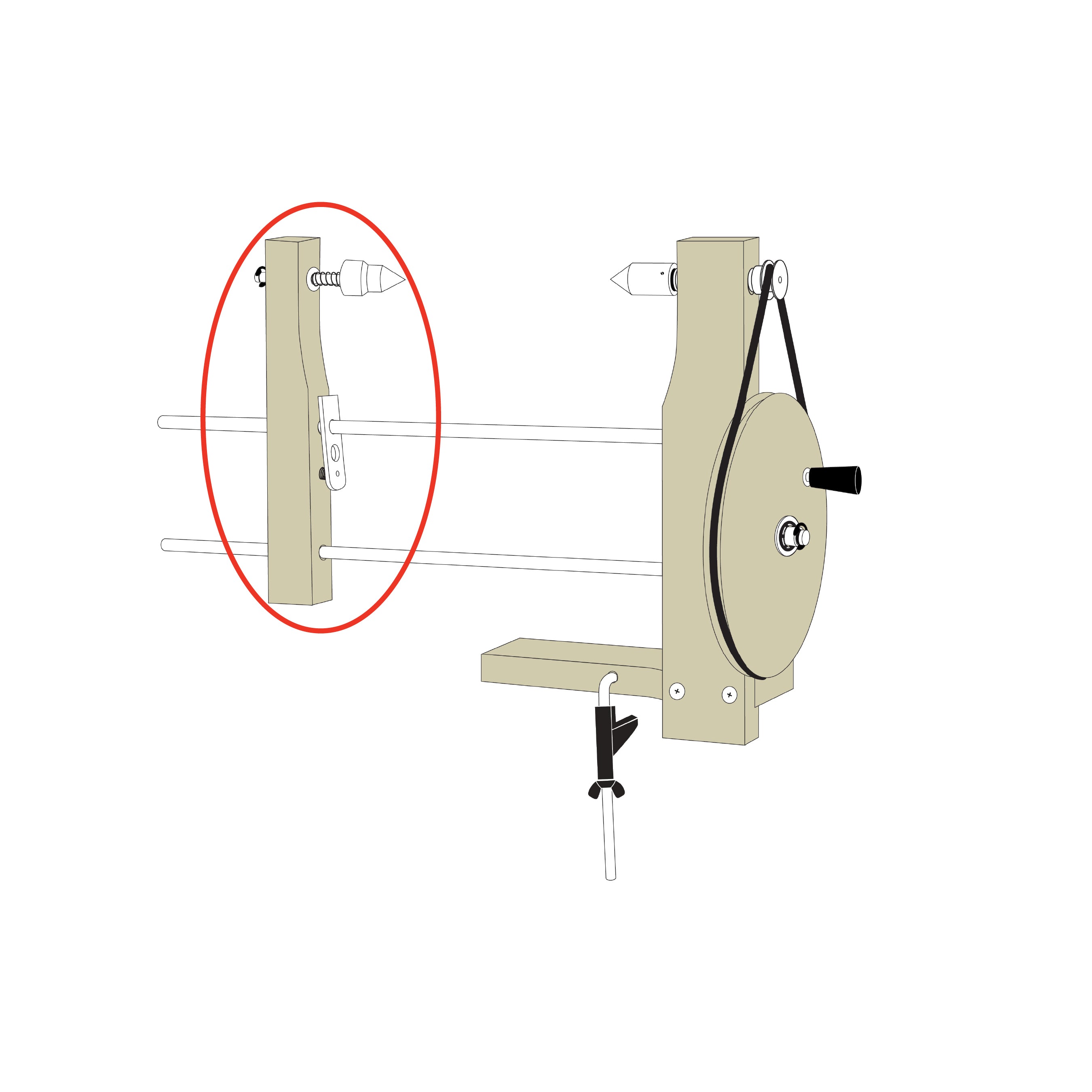 Tail Spindle for Double Bobbin Winder – Schacht Spindle Company
