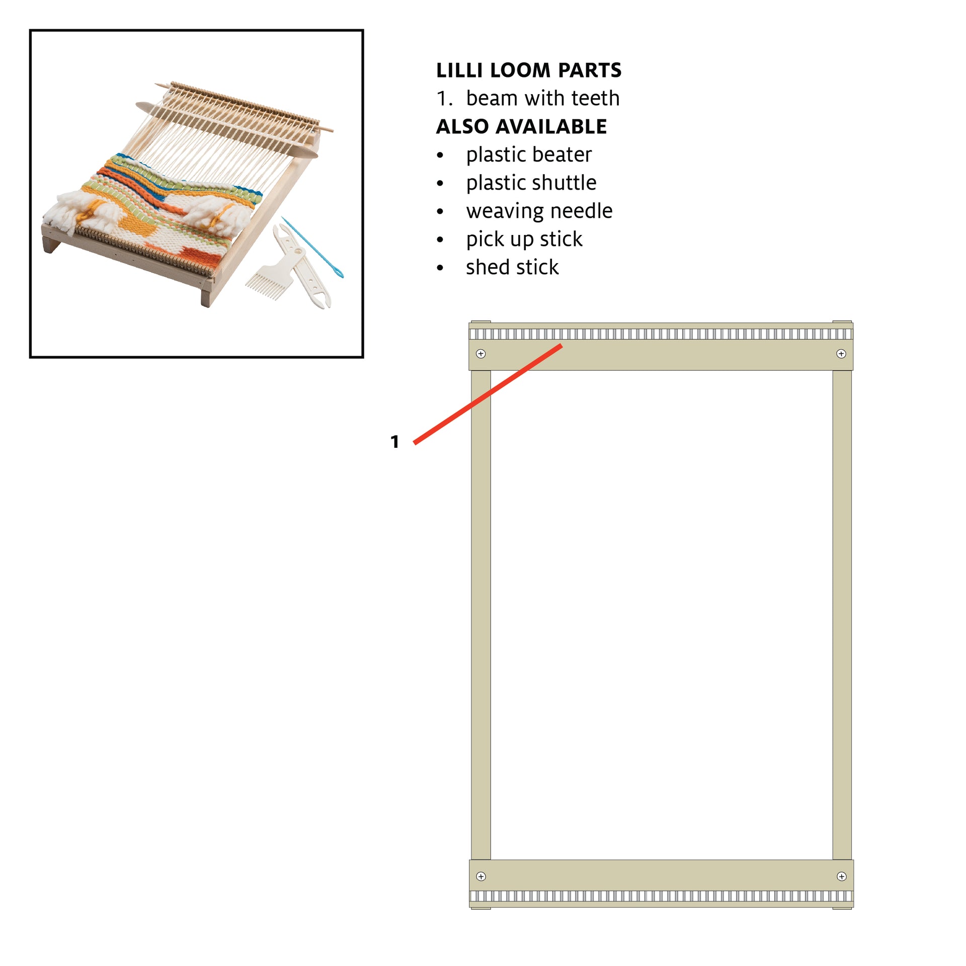 Beam with Teeth for Lilli Loom – Schacht Spindle Company