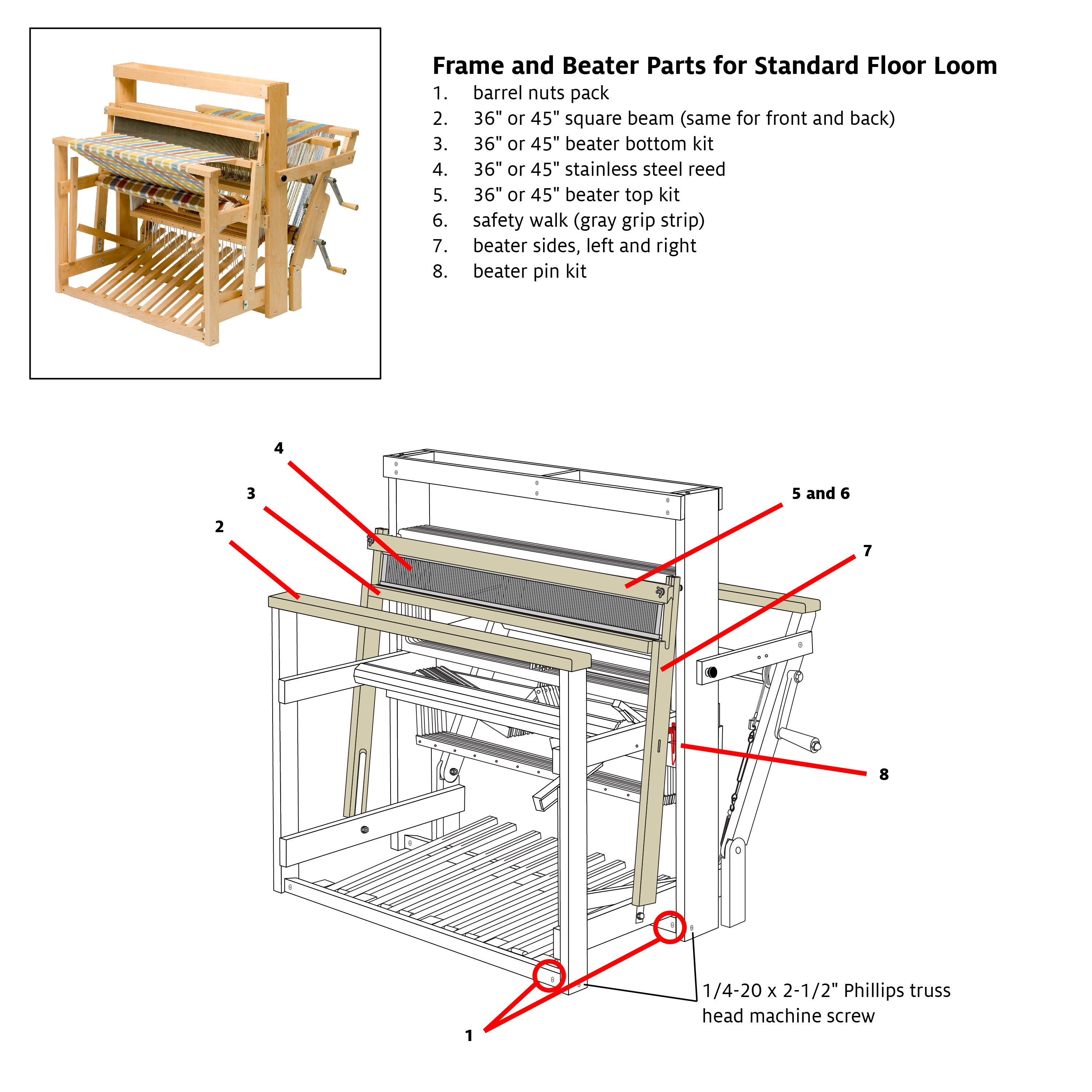 Beater Top and Bottom Kits for Standard Floor Loom – Schacht Spindle ...