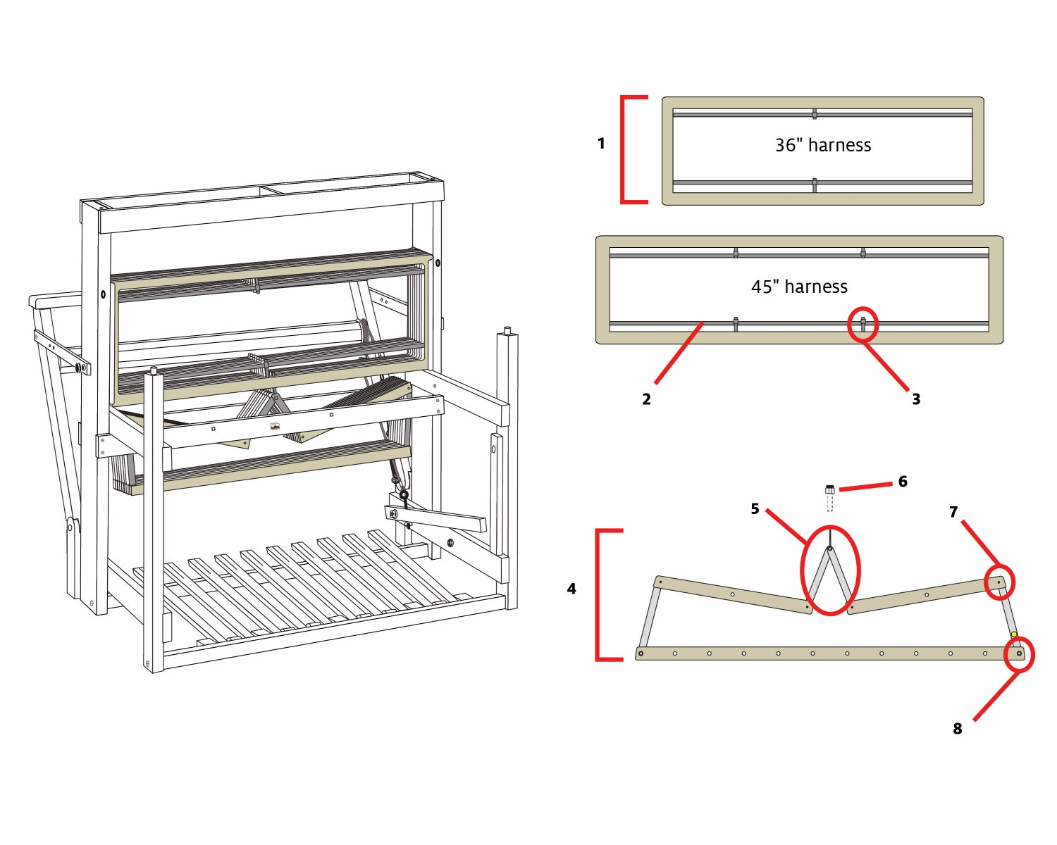 Standard Floor Loom Visual Parts Finder – Schacht Spindle Company
