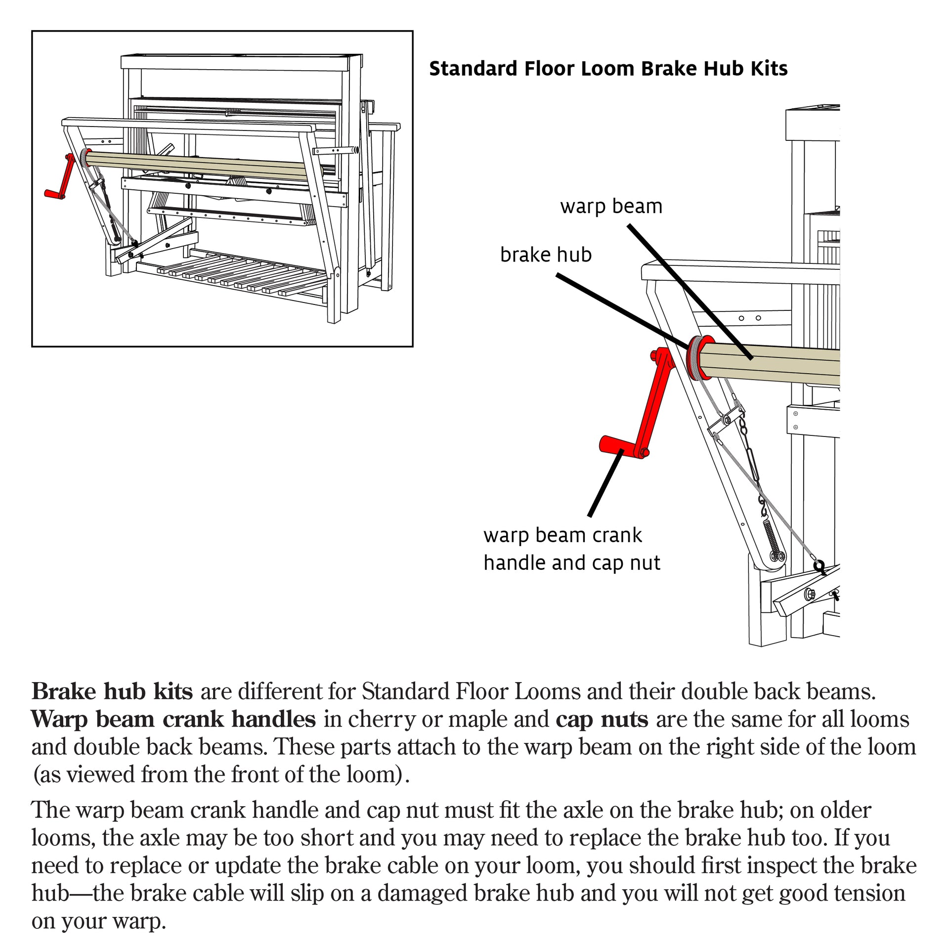 Warp Beam and Brake Hub Kits for Standard Floor Loom – Schacht Spindle ...