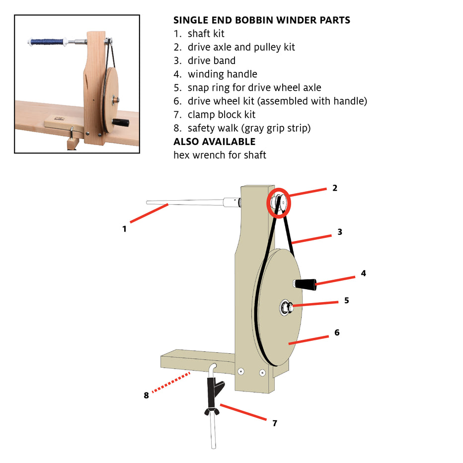 Drive Axle and Pulley Kit for Single End Bobbin Winder – Schacht ...