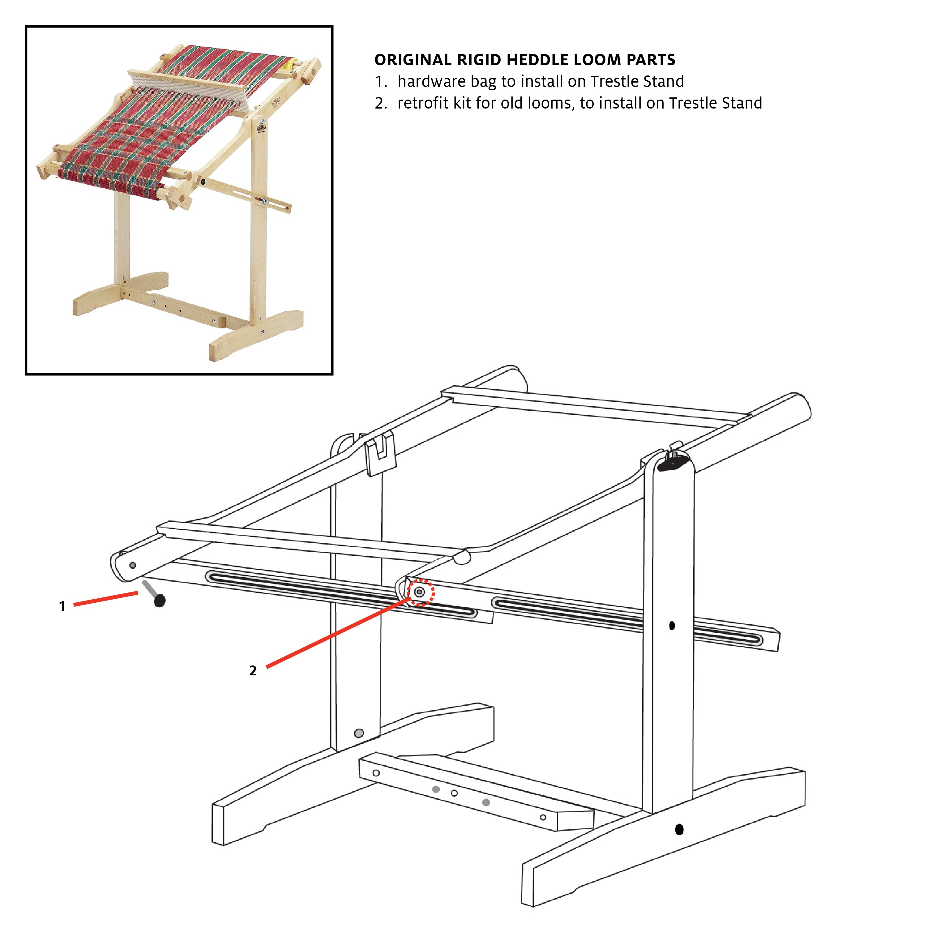Trestle Stand Hardware for Original Rigid Heddle Loom – Schacht Spindle ...